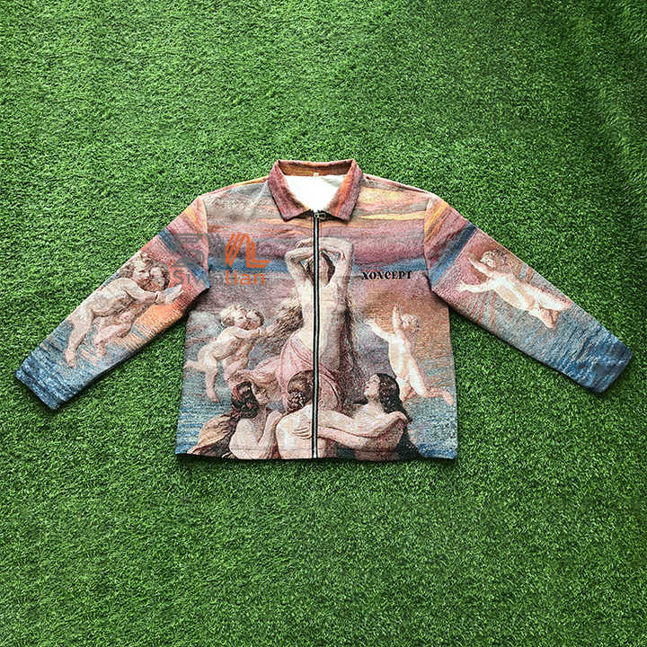 Casual Style Outerwear Men Woven Tapisserie Clothing Jacket Custom ...