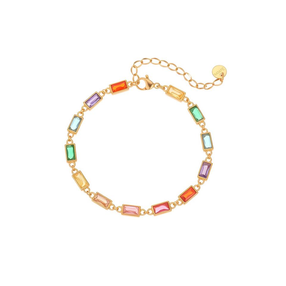 Waterproof Stainless Steel Colorful Stone Zircon Dainty Emerald Cut ...