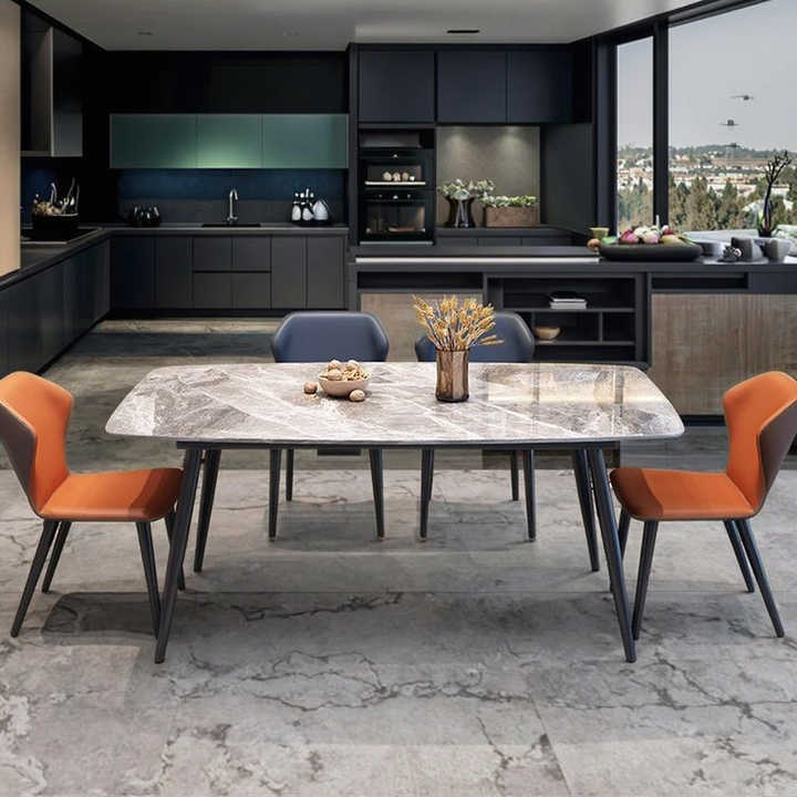 Italian Luxury Dining Table Chair Combination Small Apartment Modern ...