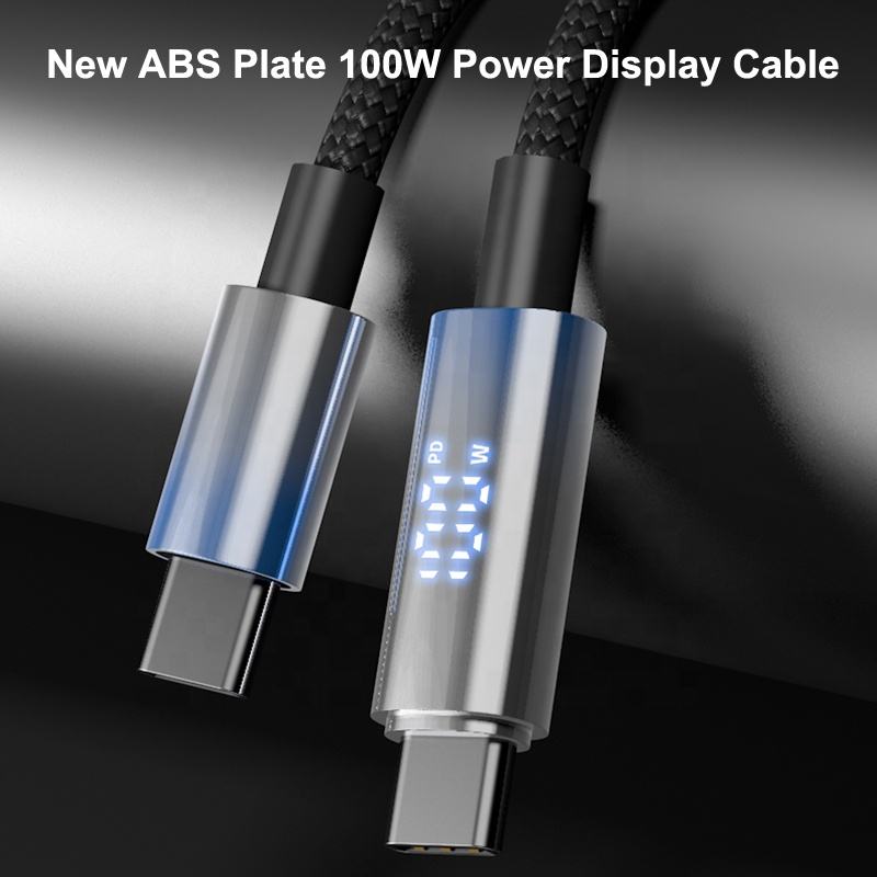 100W 5A Fast Charging USB C LCD Display Cables for Android
