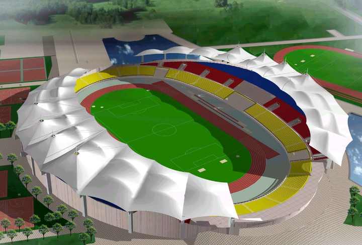 PVDF PTFE Steel Tensile Membrane Structure for Sports Halls
