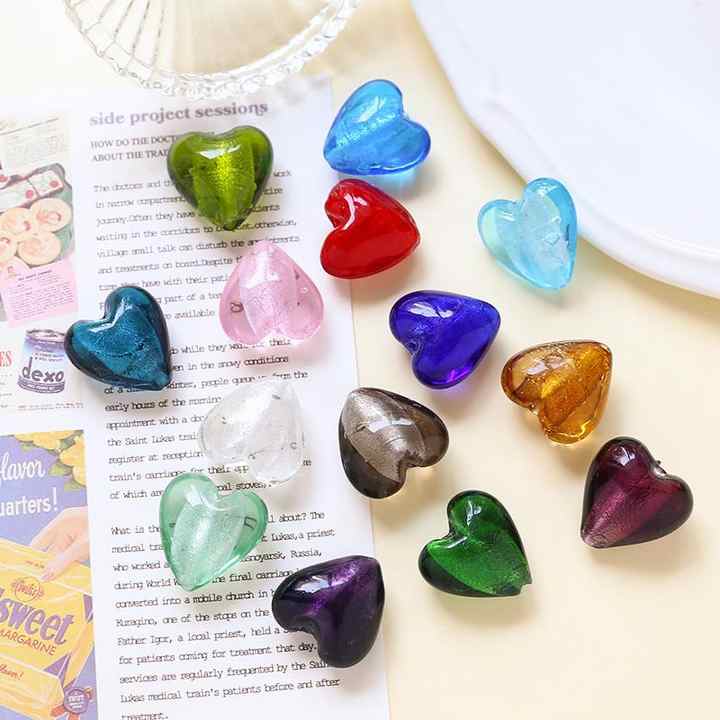 20mm Large Glass Heart Beads for DIY Jewelry Making, Earrings Necklace ...