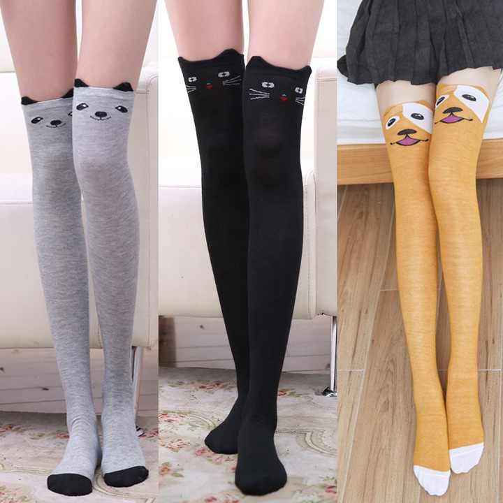 Wholesale Extra Long Stock Socks with Cute Animal Thigh High Socks for ...