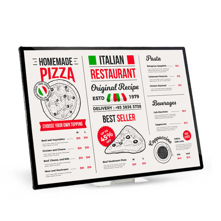 PIZZA Cafe Bar Table Led Menu Light Box with A3 A4 Horizontal Vertical ...