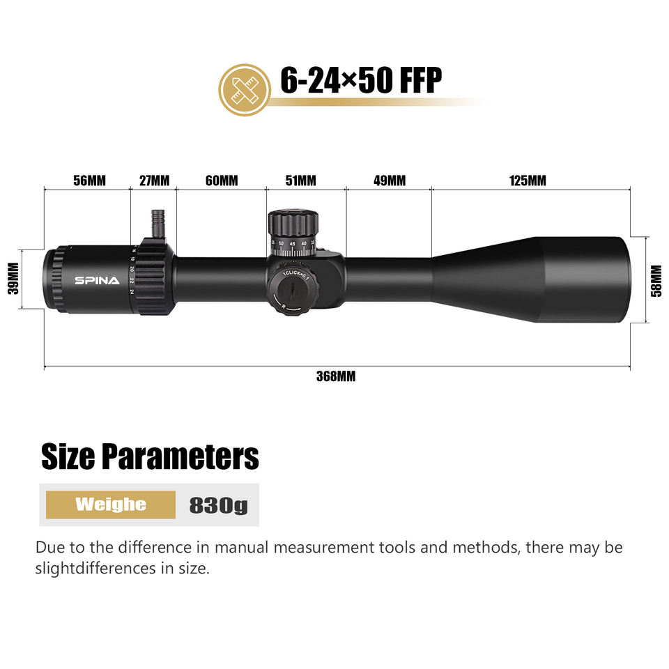 6-24x50 FFP Illuminated Zero Stop Waterproof Shockproof Fogproof Fully ...