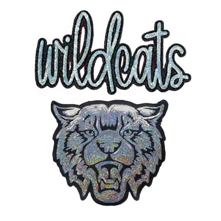 Wholesale Design Iron on Lets Go Cowboys Wildcats Sequin Patches