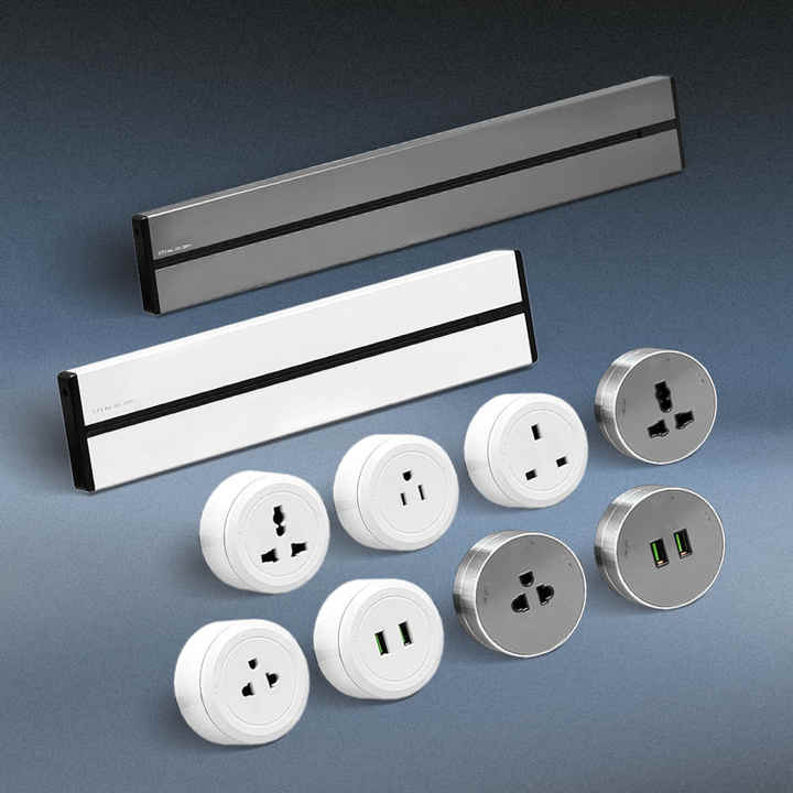 Aluminum Wall Track Socket Embedded Orbital Eu Movable Modular Power