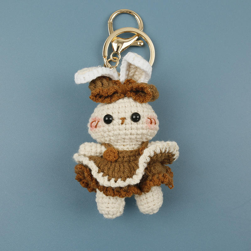 Finished Knitted Rabbit Animal Pendant Pure Handmade Wool Crochet Doll ...