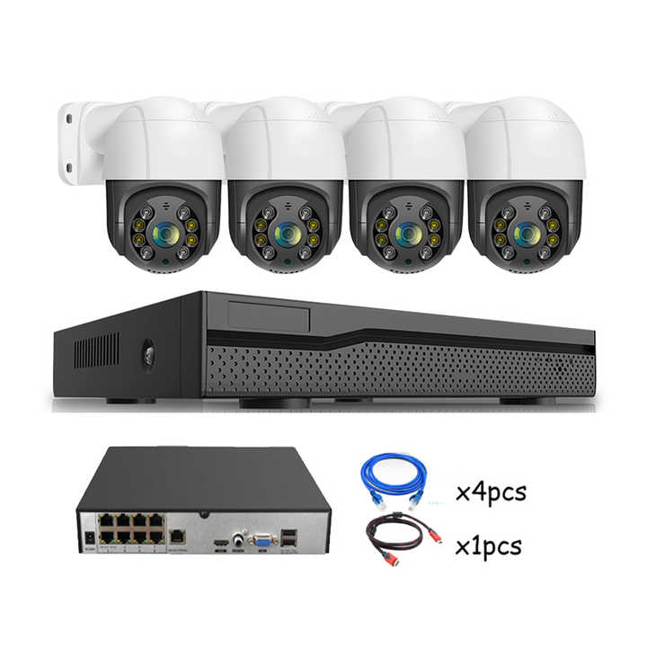8 Megapixel 4K POE PTZ IP Camera System - 4 Channel CCTV NVR Kit