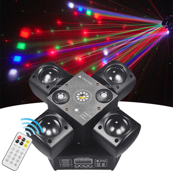 Mini 4 Armed King Kong 5in1 Laser Strobe DMX Light 48W LED