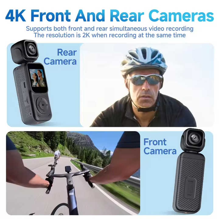 Dual Lens Front and Rear Ultra HD 4K Portable Handheld Action Sports ...