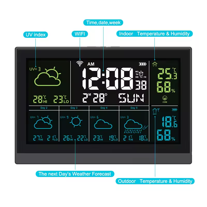 Top Rated Thermo-Hygrometer Smart Table Clock Weather Forecast Tuya ...