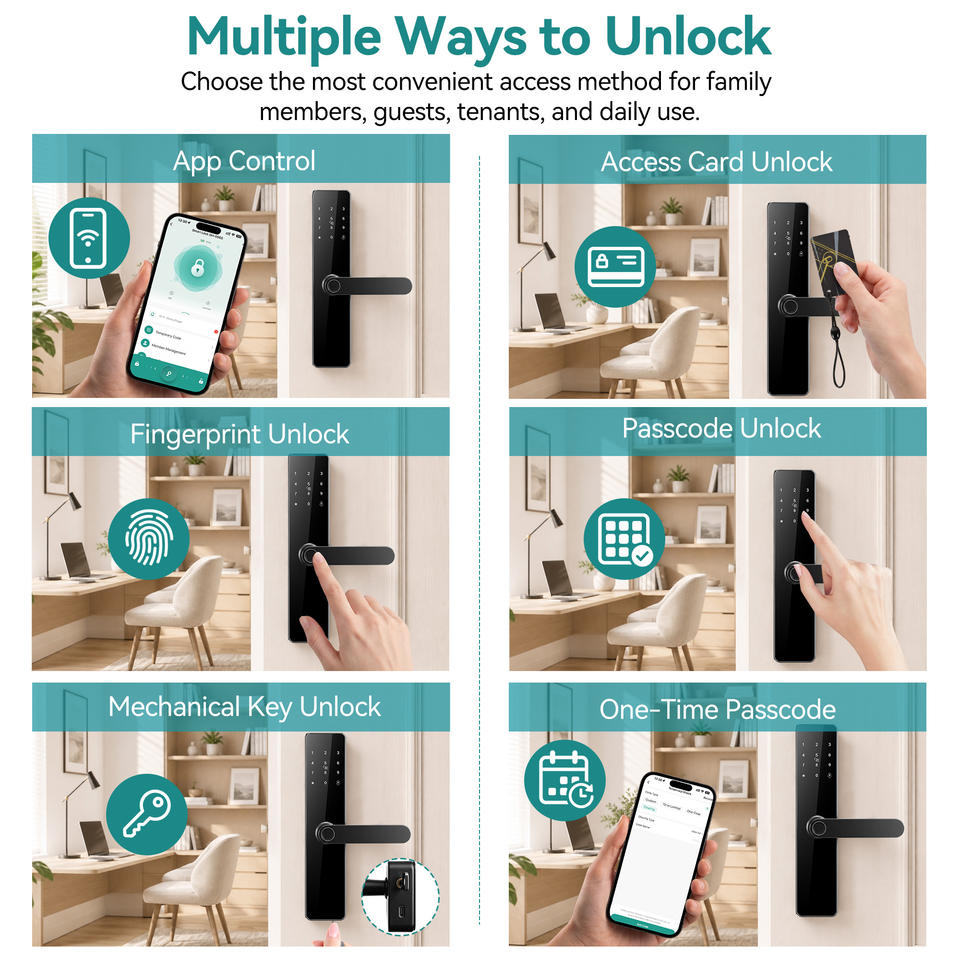 SJJ Fingerprint Smart Lever Door Lock TTLock Tuya App Optional Touch ...