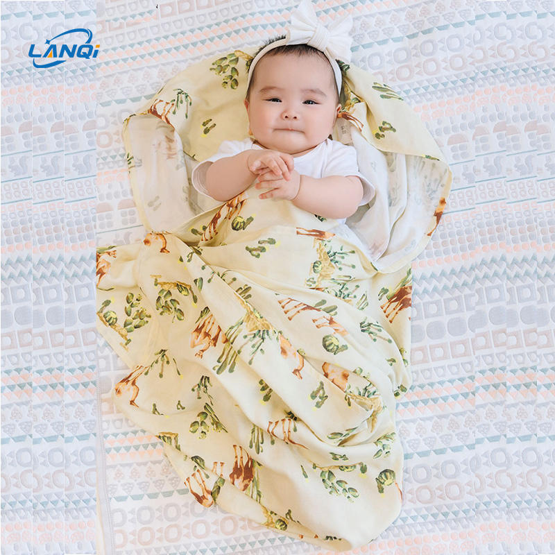 newborn Bamboo Organic Double Layer Baby Blanket Multi-use Baby Muslin ...