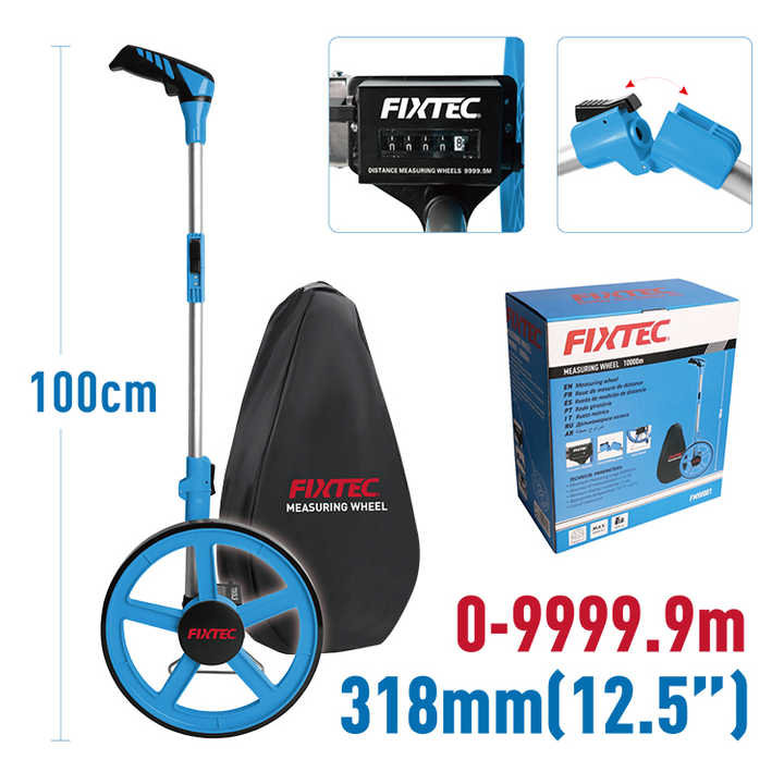 FIXTEC 318mm Diameter Mechanical Meter Wheel 0-9999.9m Foldable ...