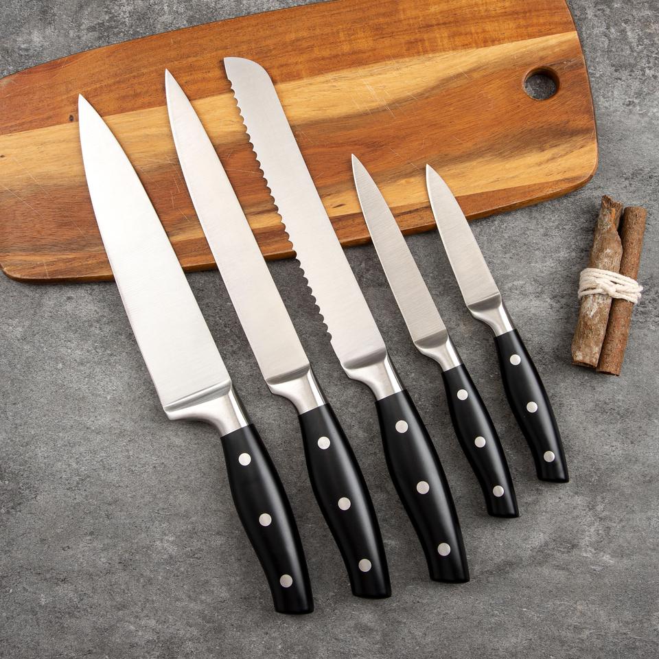 Luxury 5-Piece Stainless Steel Knife Set with 4-Piece Cooking Utensils ...