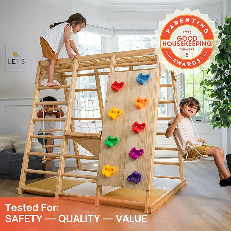 Montessori-Inspired Wooden Climbing Frame Indoor and Outdoor Kids Play ...