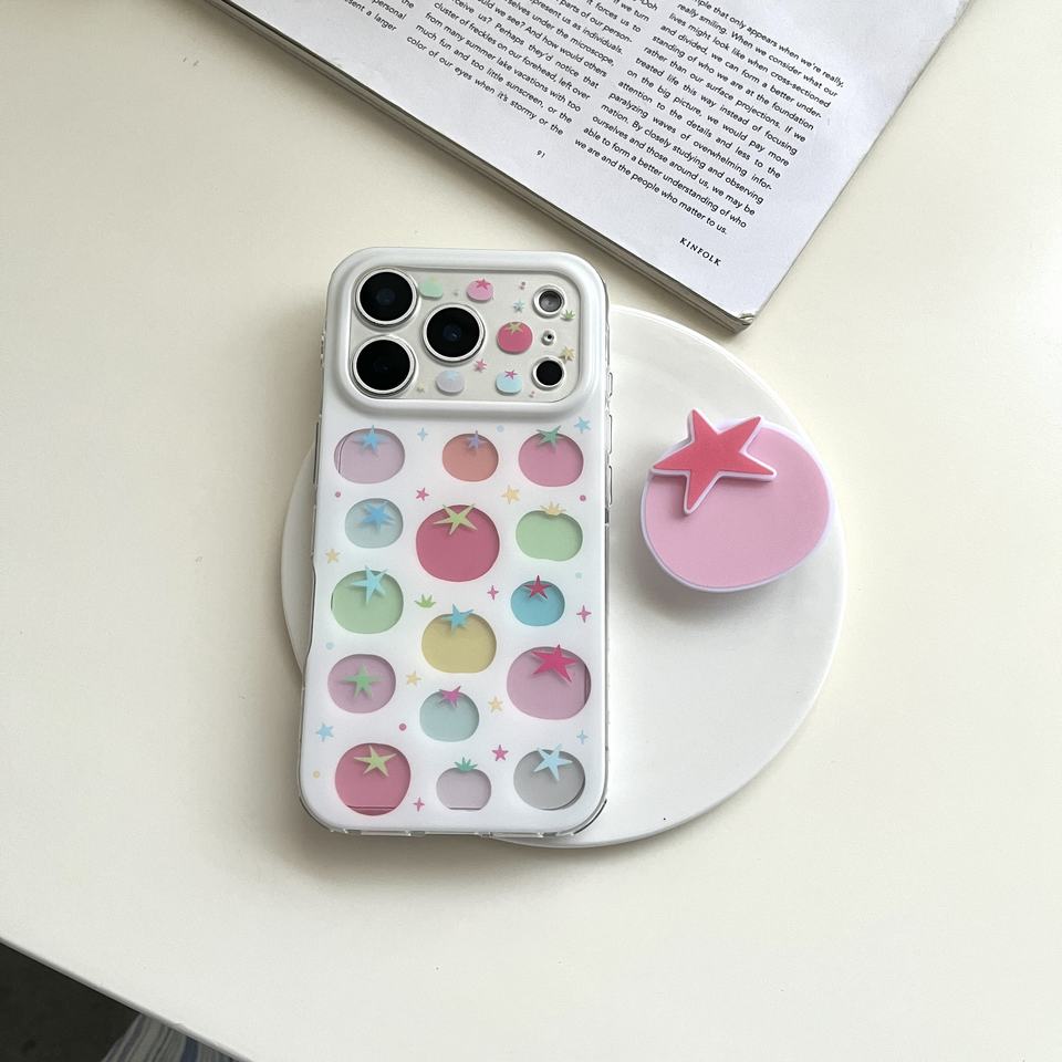 Cute Cartoon Tomato Phone Case with Stand Fashion Cover for iPhone 17 ...