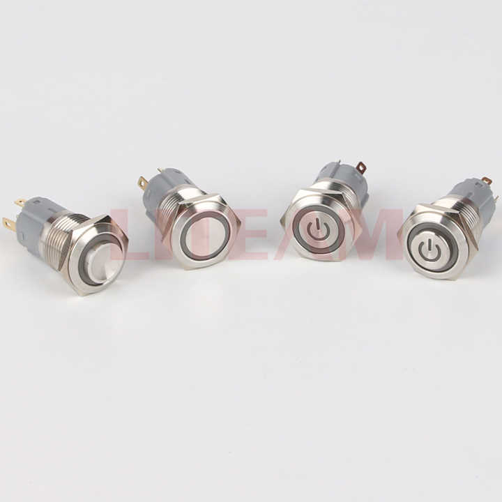 16mm 19mm Metal Push Button Switch Momentary Power Symbol Led ...