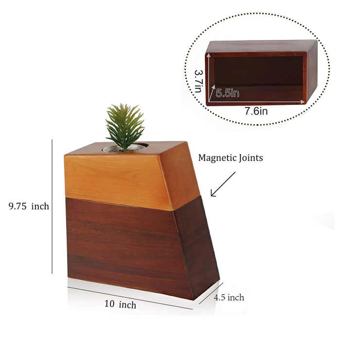 2025 OEM Handcrafted Wooden Plant Cremation Urn with Ceramic Pot ...