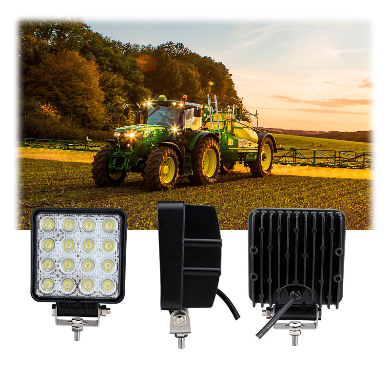 48W Square 4.3 Inch LED Work Light for Agricultural Vehicles ECE E9 R10 ...