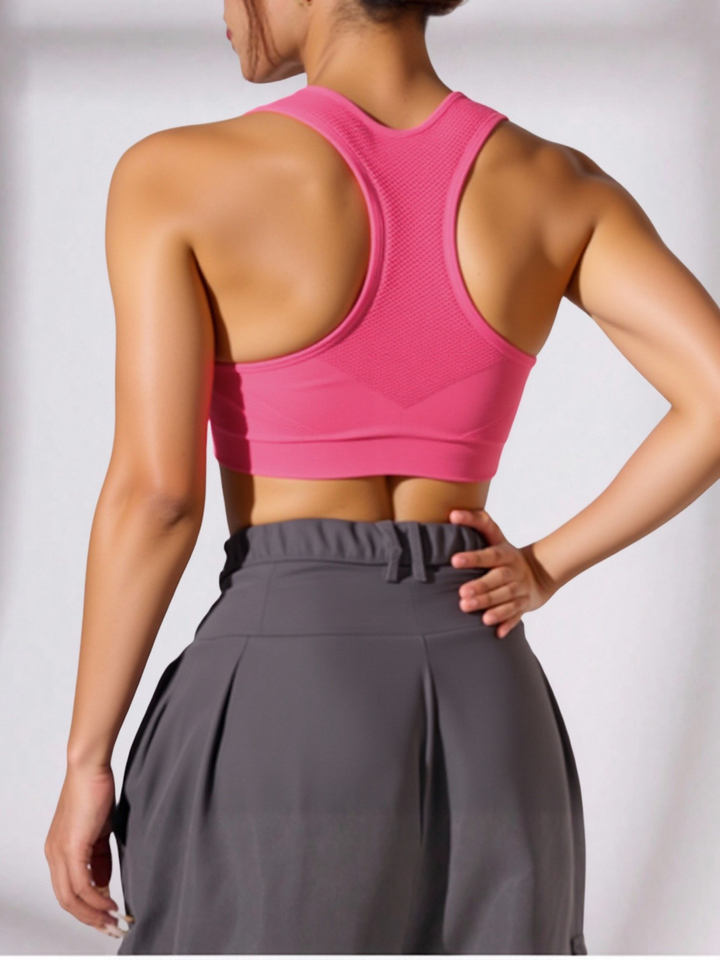 Vibrant Pink Women's Breathable High Support Athletic Sports Bra with ...