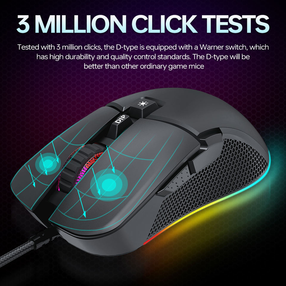 T-WOLF G590 RGB Gaming Mouse - 13 Lighting Modes & 7200 DPI