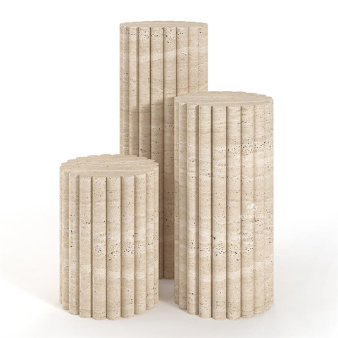 Nordic natural stone table round coffee table modern travertine coffee ...