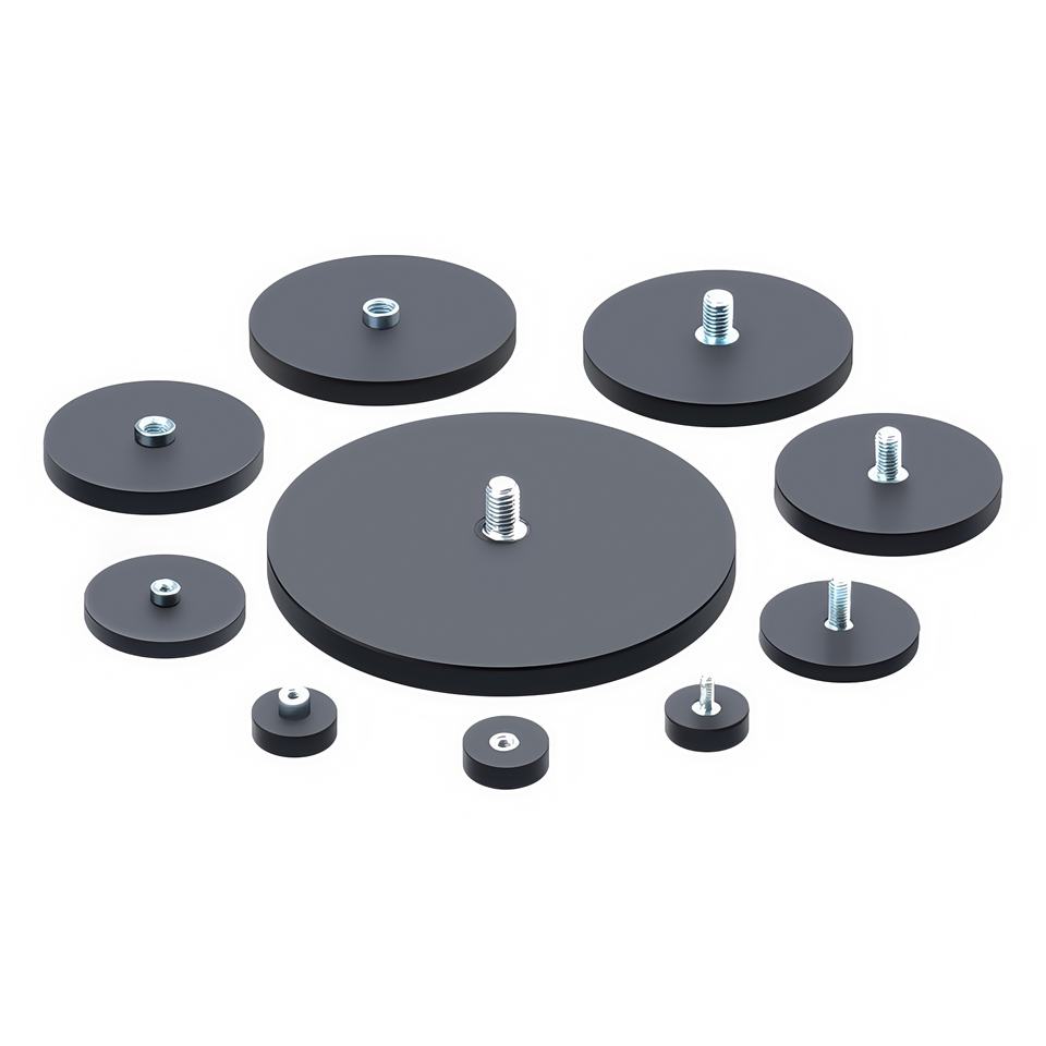 Strong Industrial Neodymium Round Magnetic Rubber Coating Magnet Base ...