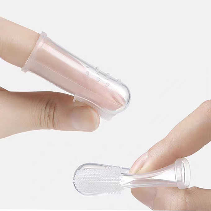 Transparent Baby Finger Toothbrush Silicone Finger Cover Baby Teething ...