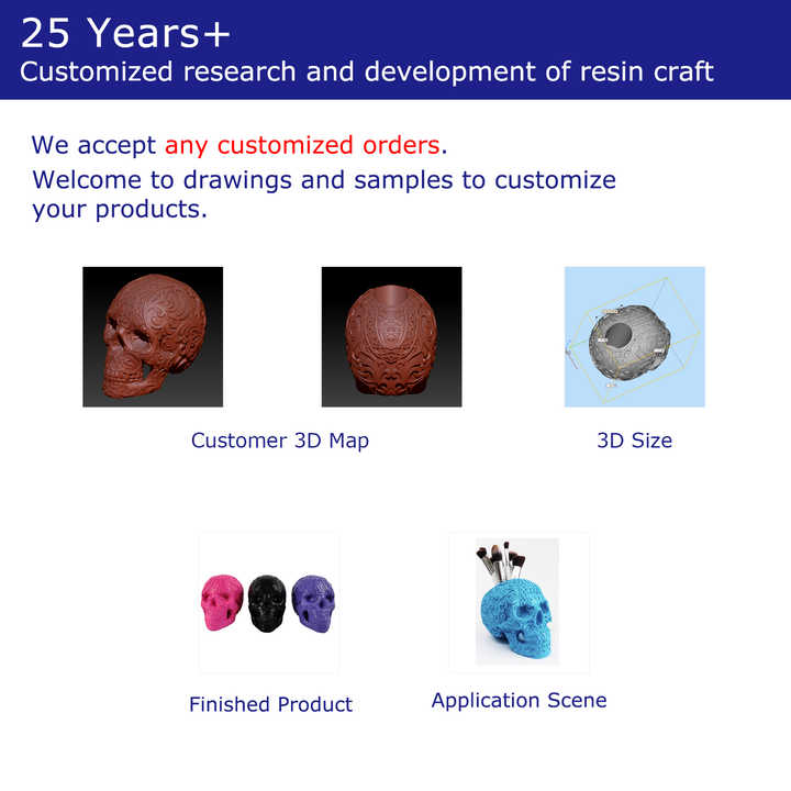 Collectible Polyresin Hollow Desk Decorative Halloween Skull Heads Figurine