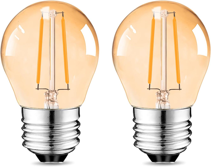 2W Low Wattage G45 Edison Mini Light Bulb Warm White 2500k 150lm Amber ...