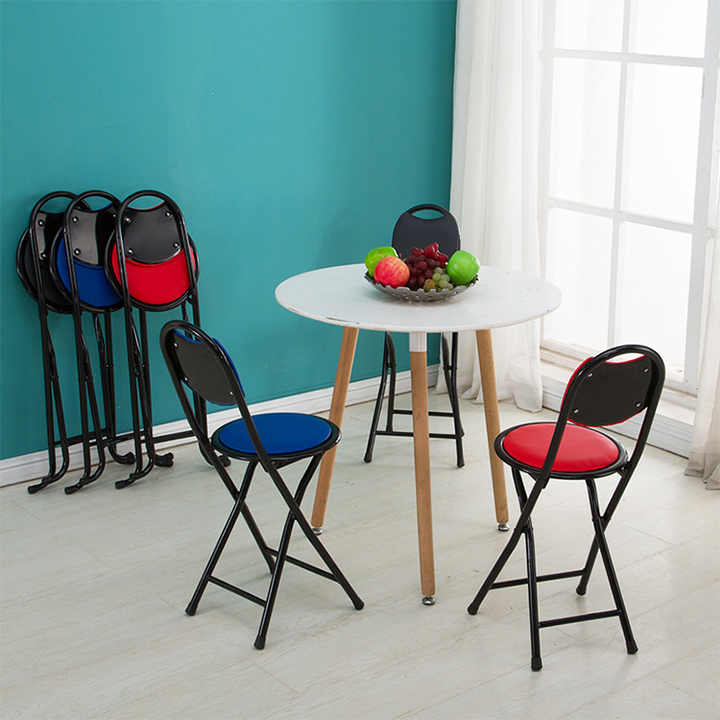 Modern Minimalist High Stool Portable Folding Chair Backrest Outdoor ...