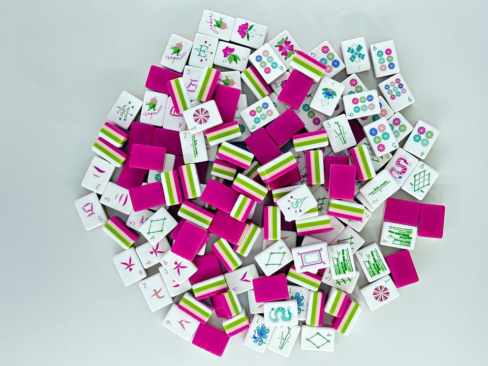 American Mahjong Tiles 160PCS with Mat, 32mm 4-Layer Pink Green Acrylic ...