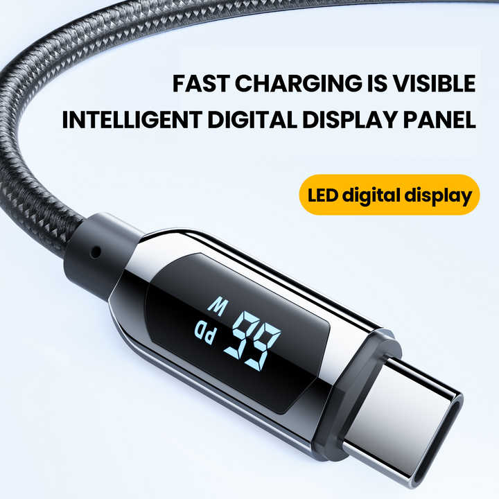 Wholesale PD 100W 5A Type-C Fast Charging Cables 1.2M Visible Real-Time Power Display Super ...