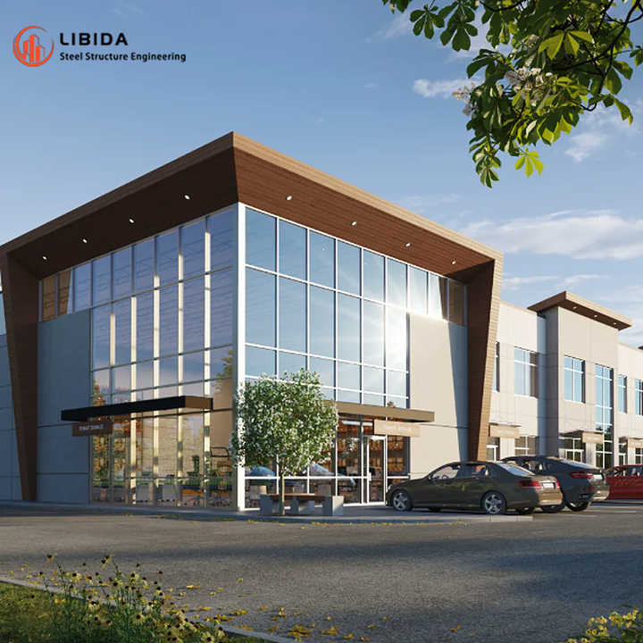 Lightweight Transparent Span Steel Frame Building Structure Prefabricated Steel Commercial ...