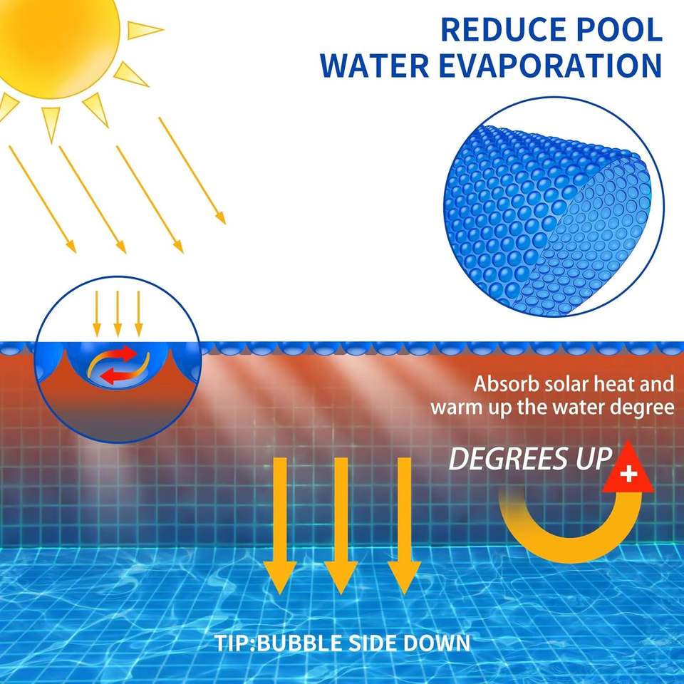 UV Resistant Blue Bubble Pool Solar Cover Heat Retention Blanket to ...