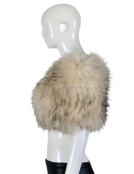 YR398 YANRAN Fur Hand Knit Snood With Elastic Luxury Fur Cape Drop Ship ...