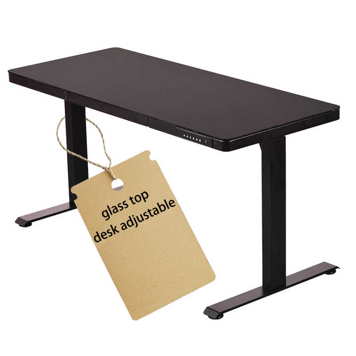 Modern Design Motorized Height Adjustable Glass Top Desk Commercial ...