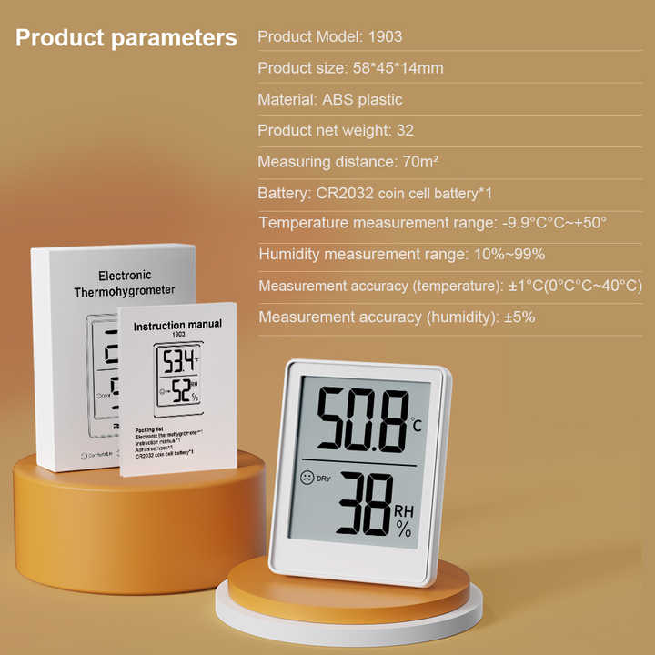 Digital Thermo-Hygrometer, Indoor Outdoor Thermometer Hydrometer with ...