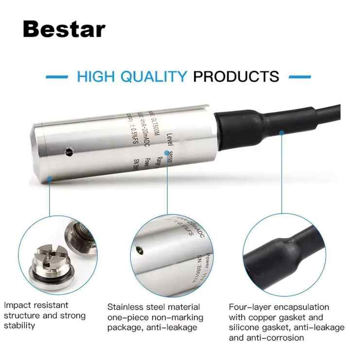 Rs485 4-20ma Waste Water Level Sensor With Probes for Fuel Level Gauge ...