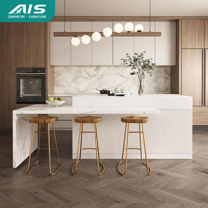 AIS 2025 Modern High White Gloss Solid Wood Kitchen Cabinets Storage ...