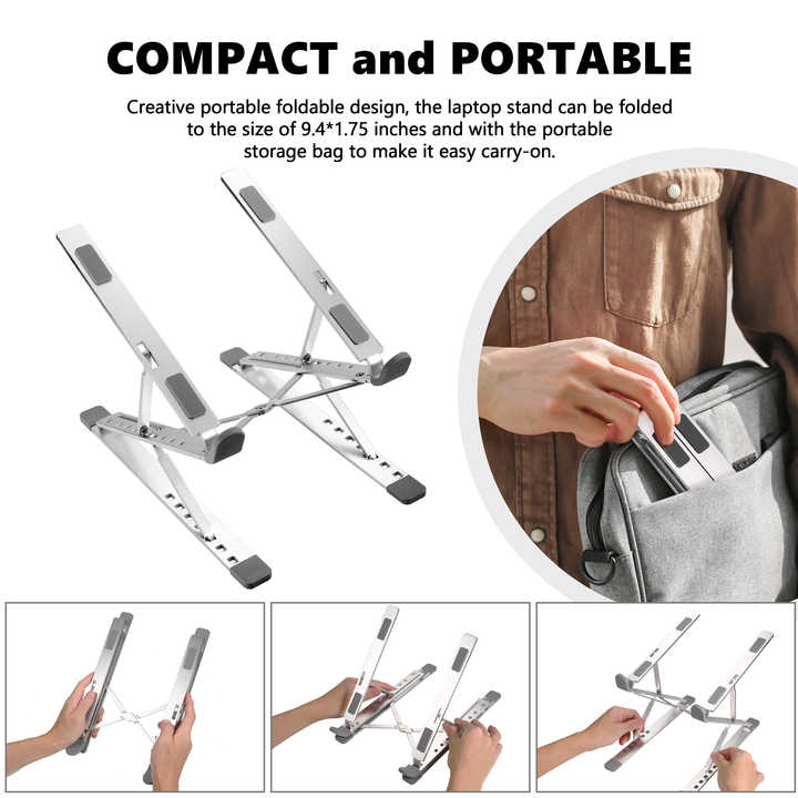Adjustable Portable Aluminium Laptop Stand Foldable and Flexible with ...