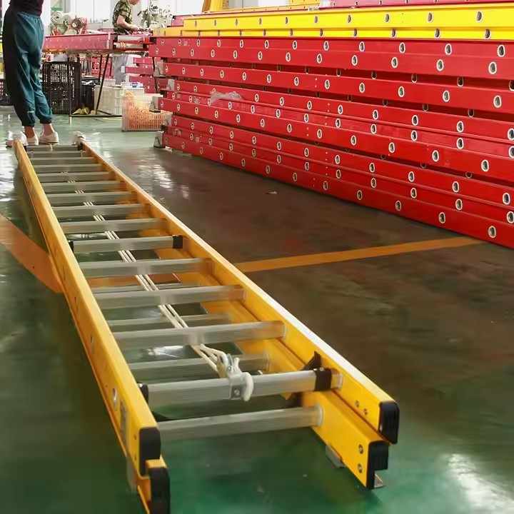 Electrical 16ft 40ft Telescopic Insulated Fiberglass Extension Ladders ...