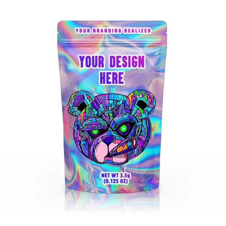 Custom Printing Smell Proof Hologram Stand up Pouch Resealable Aluminum Foil Holographic 3.5g 7g ...