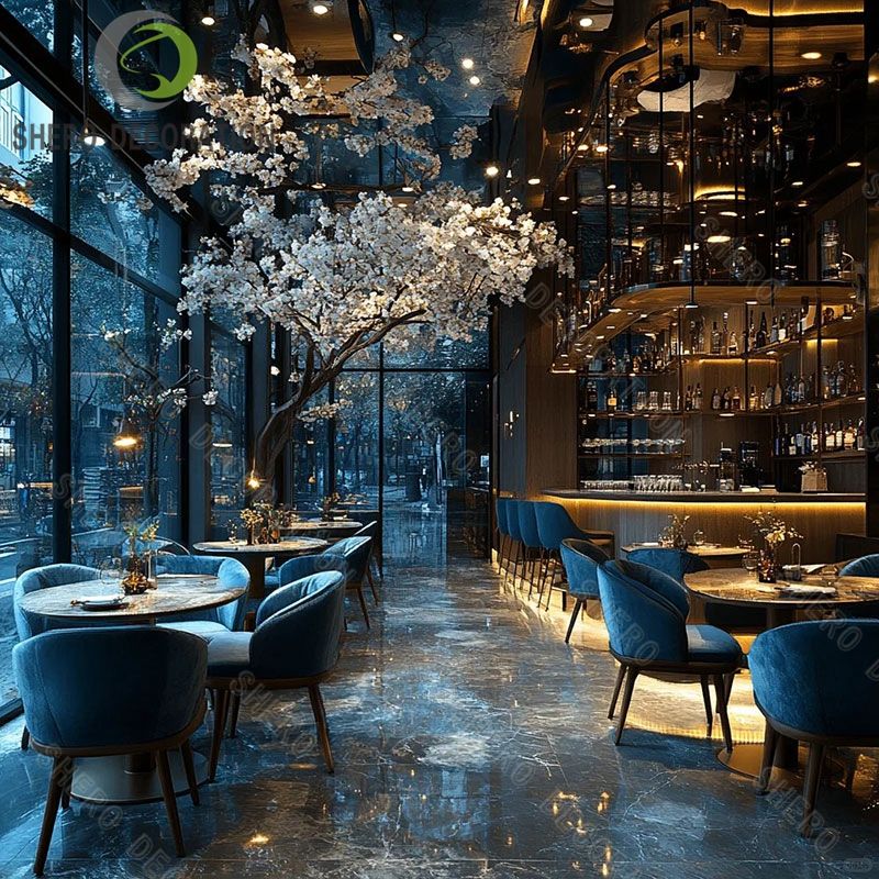 Commercial Hotel Blue Restaurant Interior Design Custom Easy Clean ...