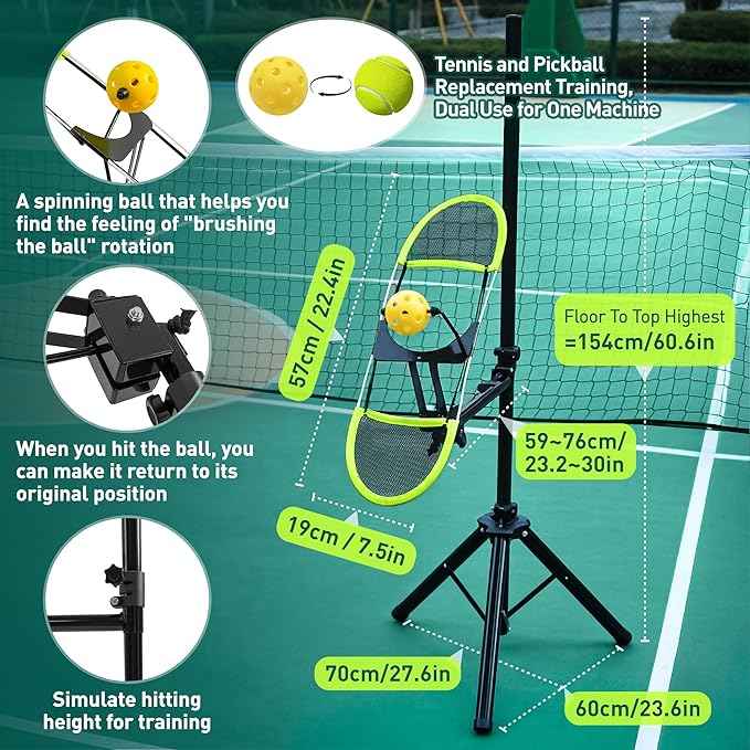 Dual-Sport Portable Pickleball Tennis Training Equipment Topspin ...