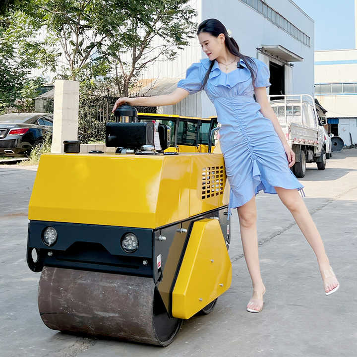 Free Shipping LX-500 Mini Walk Behind Road Roller Compactor Double Drum ...