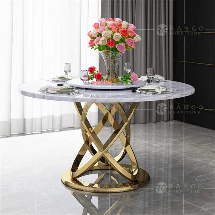 RANGO Round Marble Dining Table Set for 4 - Stylish & Durable