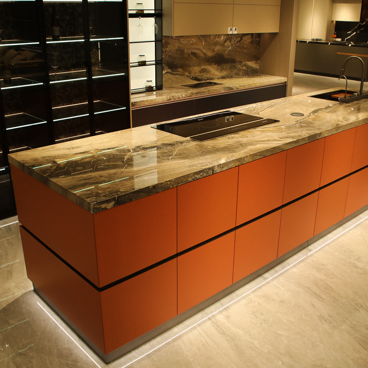 Hemez Smart Sink Kitchen Cabinet in Orange Acrylic Door Panel with ...